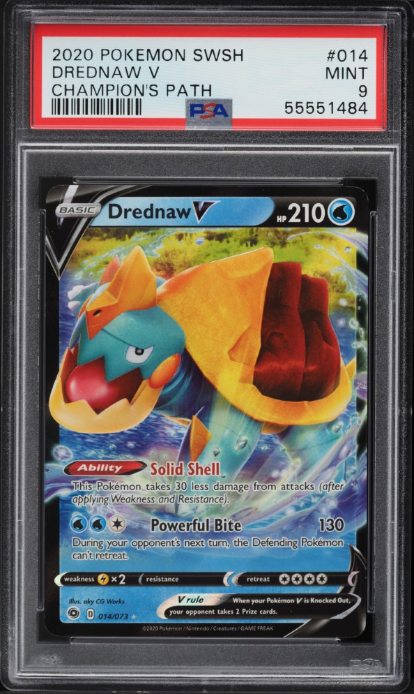 2020 Pokemon Sword & Shield Champion's Path Full Art Drednaw V #14 PSA ...