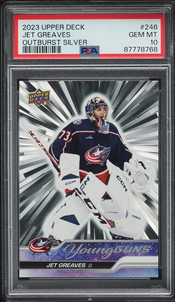 2023 Upper Deck Young Guns Outburst Silver Jet Greaves ROOKIE #246 PSA ...