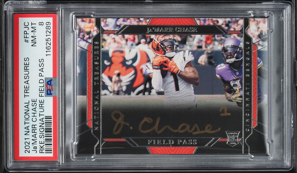 2021 National Treasures Field Pass Ja'marr Chase ROOKIE AUTO /99 #FP-JC ...