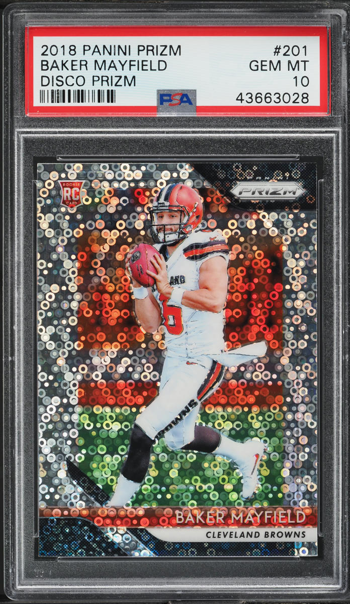 2018 Panini Prizm Disco Baker Mayfield ROOKIE #201 PSA 10 GEM MINT on ...