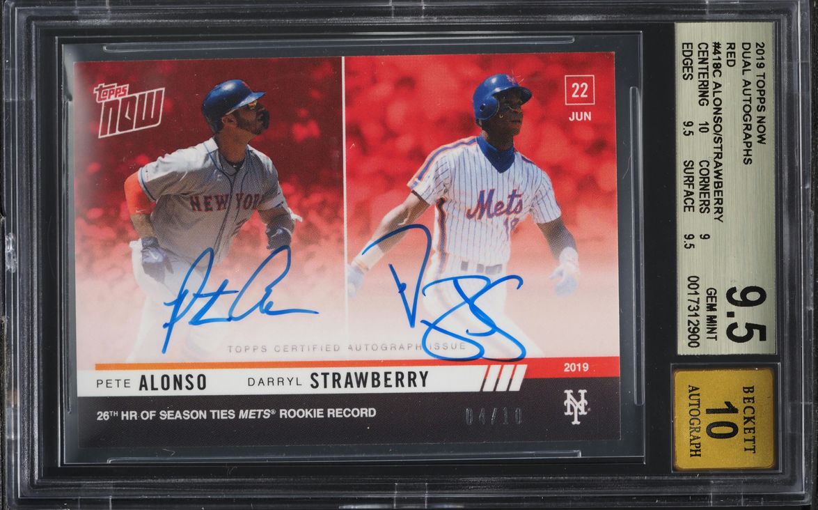 2019 Topps Now Dual Red Darryl Strawberry Pete Alonso ROOKIE AUTO /10 ...