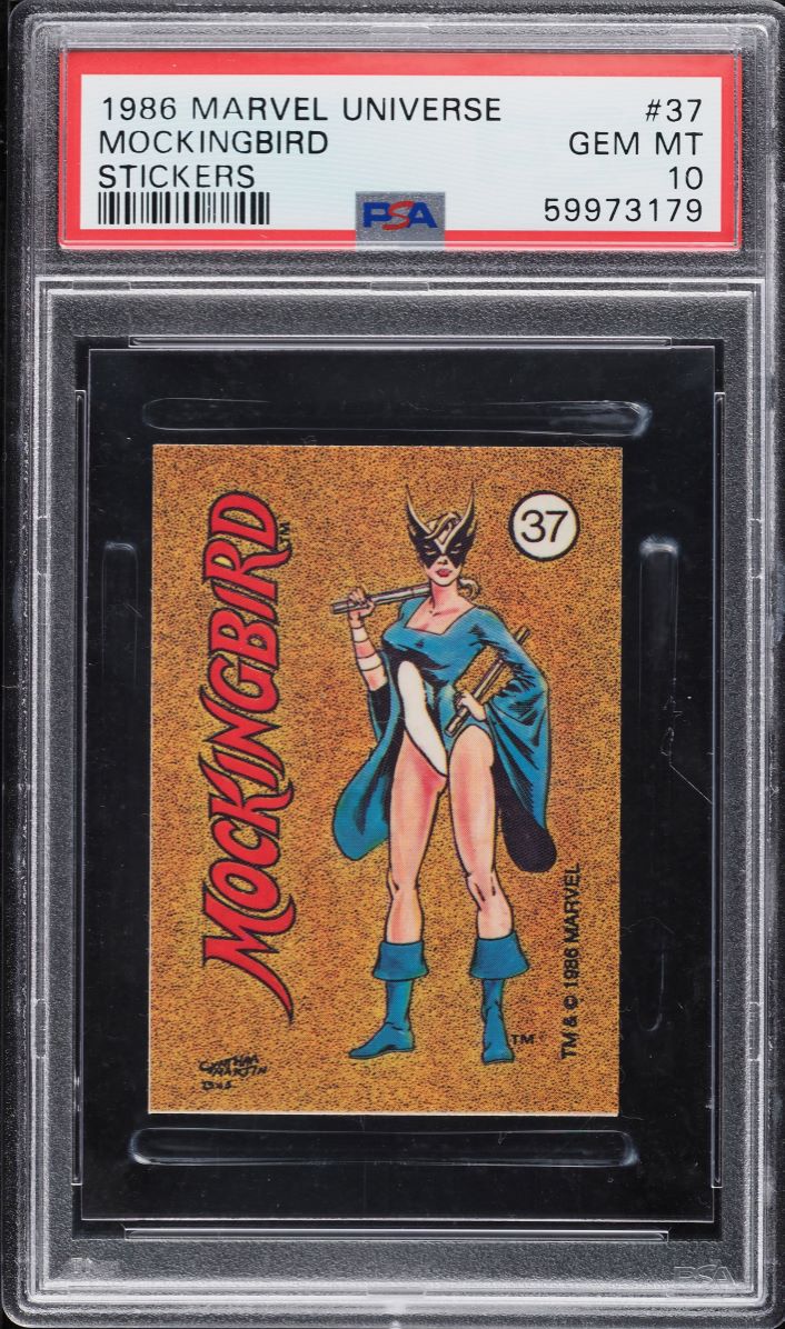 1986 Comic Images Marvel Universe Stickers Mockingbird #37 PSA 10 GEM ...