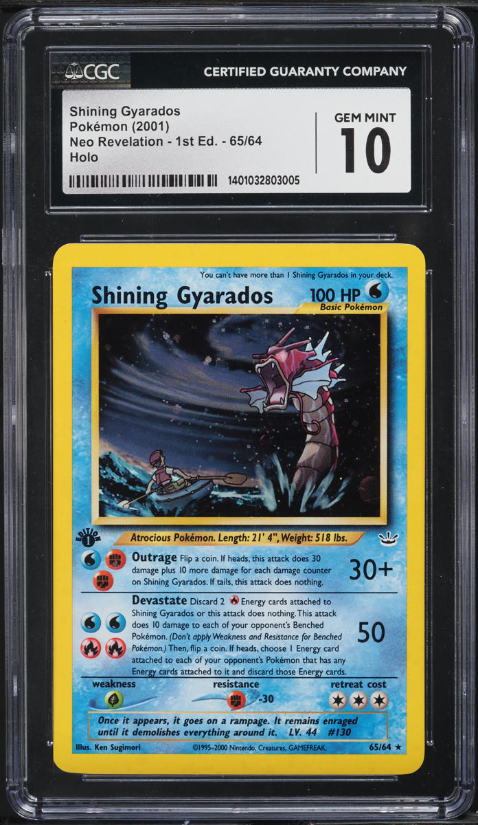 2001 Pokemon Neo Revelation 1st Edition Holo Shining Gyarados #65 CGC 10 GEM on Fanatics Collect