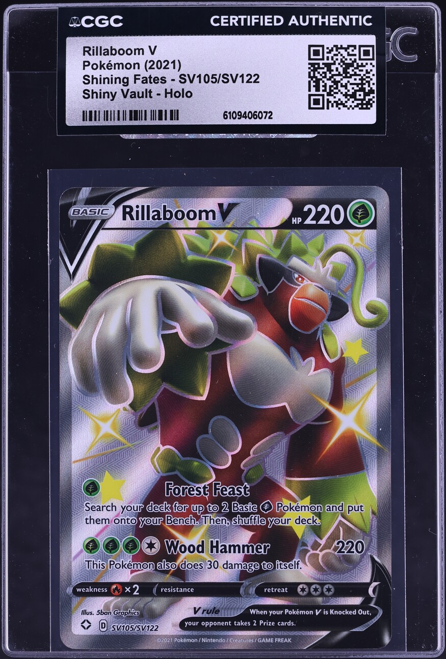 2021 Pokemon Sword & Shield Shining Fates Full Art Shiny Rillaboom V # ...