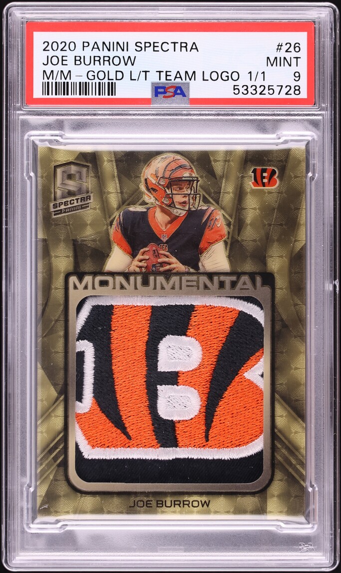 2020 Panini Spectra Monumental Team Logo Gold Prizm Joe Burrow ROOKIE ...
