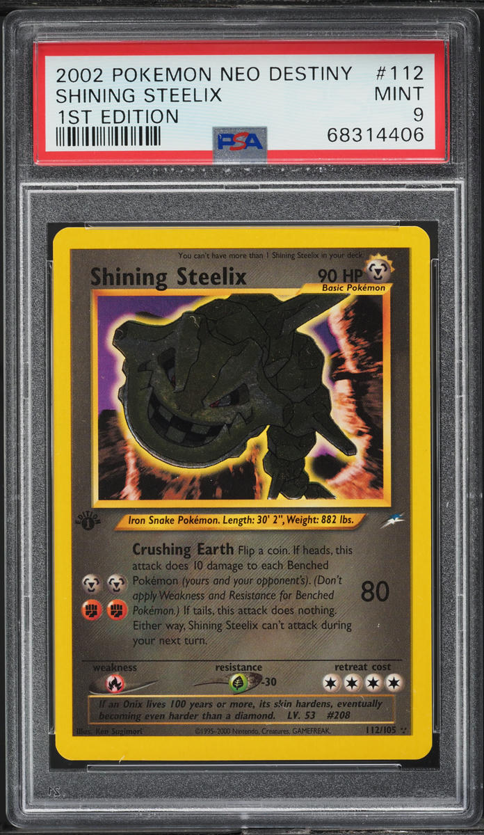 2002 Pokemon Neo Destiny 1st Edition Shining Steelix #112 PSA 9 MINT on ...