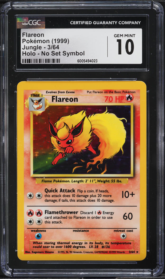 1999 Pokemon Jungle No Set Symbol Holo Flareon #3 CGC 10 GEM MINT on Fanatics Collect