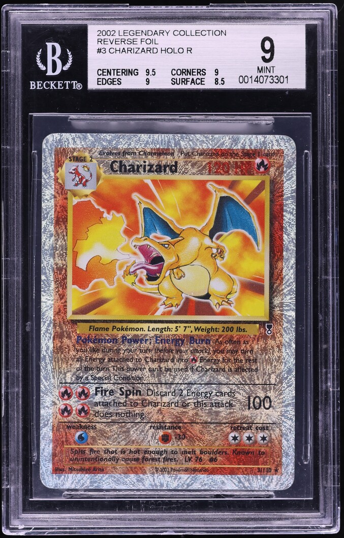 2002 Pokemon Legendary Collection Reverse Holo Charizard #3 BGS 9 MINT ...