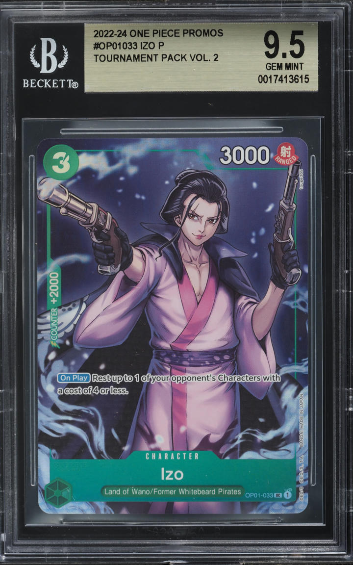 2022 One Piece Promo Tournament Pack Vol. 2 Izo #OP01-033 BGS 9.5 GEM MINT on Fanatics Collect