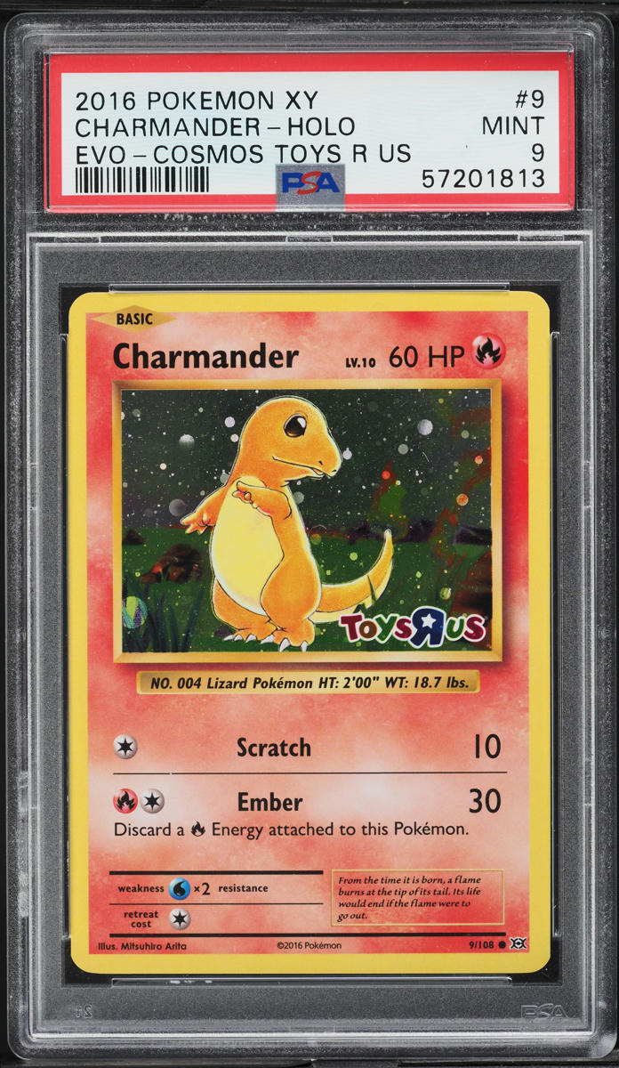 2016 Pokemon XY Evolutions Toys R Us Cosmos Holo Charmander #9 PSA 9 ...
