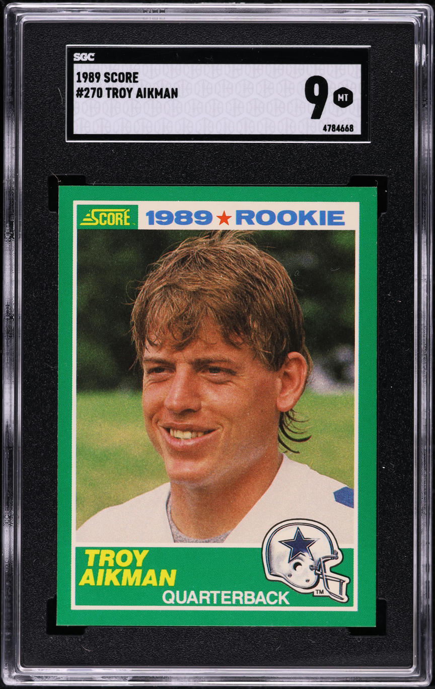 1989 Score Football Troy Aikman ROOKIE #270 SGC 9 MINT on Fanatics Collect