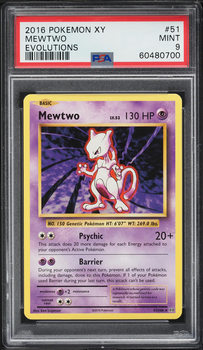 2016 Pokemon XY Evolutions Mewtwo #51 PSA 9 MINT on Fanatics Collect