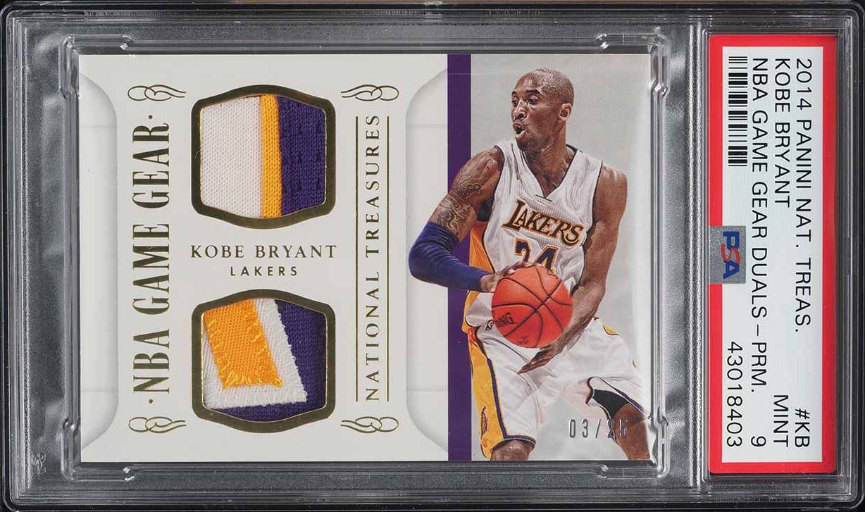 2014 National Treasures NBA Game Gear Dual Kobe Bryant PATCH /25 #GGD-KB PSA 9 on Fanatics Collect