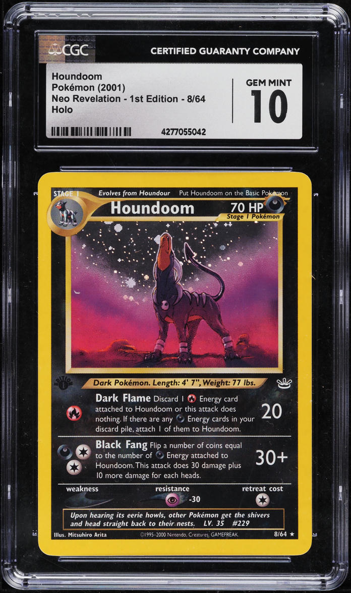 2001 Pokemon Neo Revelation 1st Edition Holo Houndoom #8 CGC 10 GEM MINT on Fanatics Collect