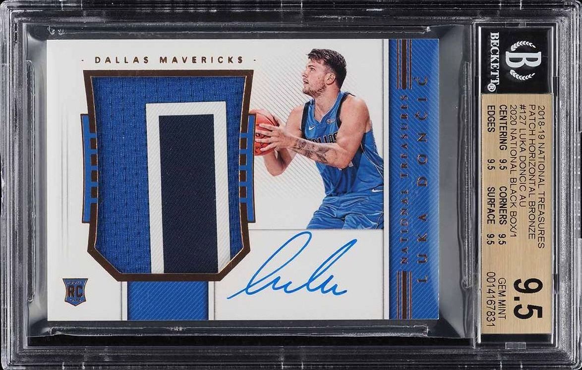 2018 National Treasures Bronze Black Box Luka Doncic RC PATCH AUTO 1/1 ...