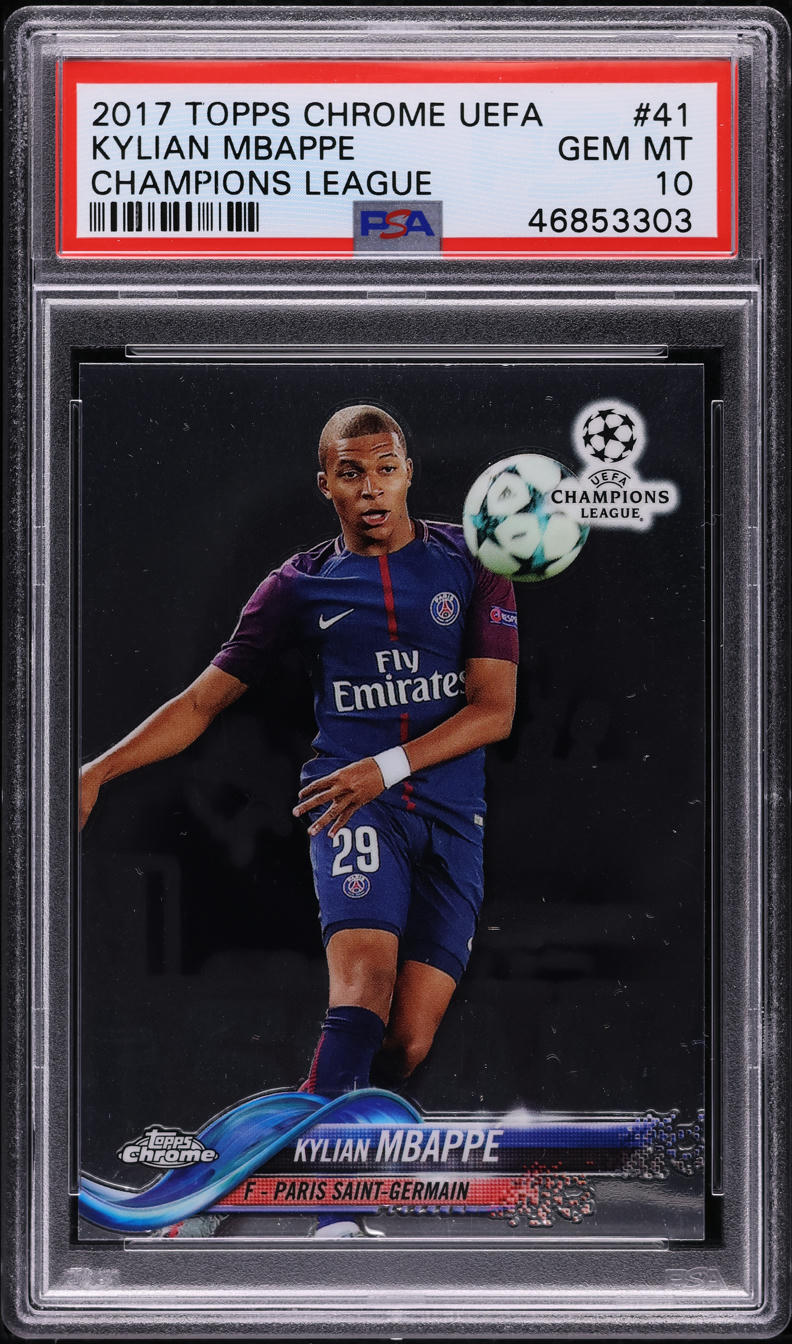 2017 Topps Chrome UEFA Champions League Kylian Mbappe ROOKIE #41 PSA 10 GEM MINT on Fanatics Collect