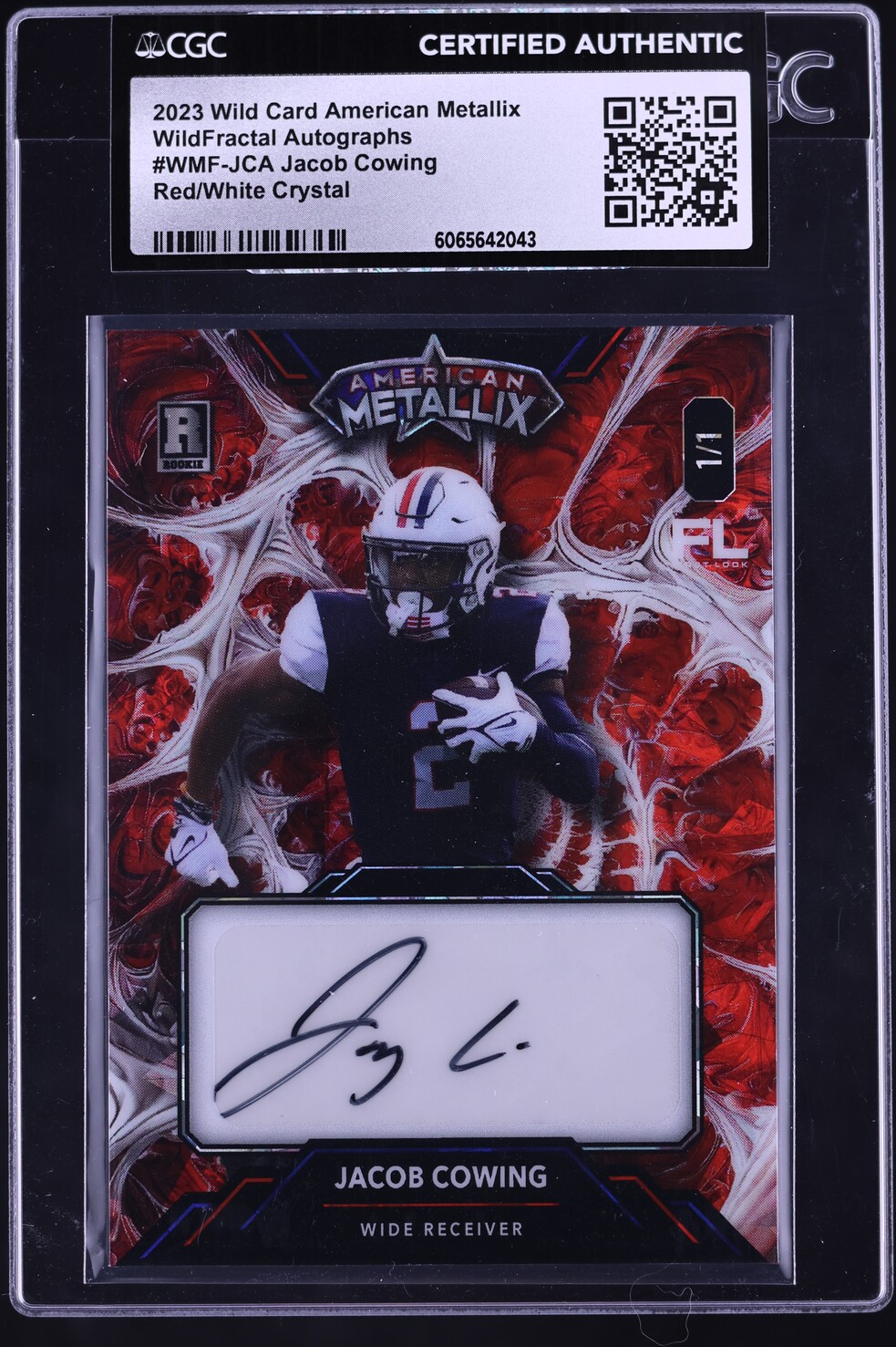 2023 Wild Card Metallix Red White Crystal Jacob Cowing RC AUTO 1/1 CGC AUTH on Fanatics Collect