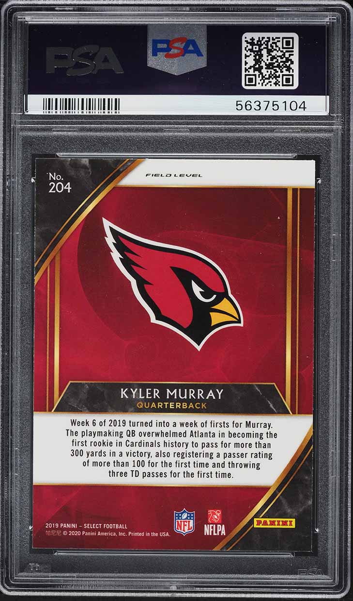 2019 Select Field Level Kyler Murray ROOKIE #204 PSA 10 GEM MINT on ...