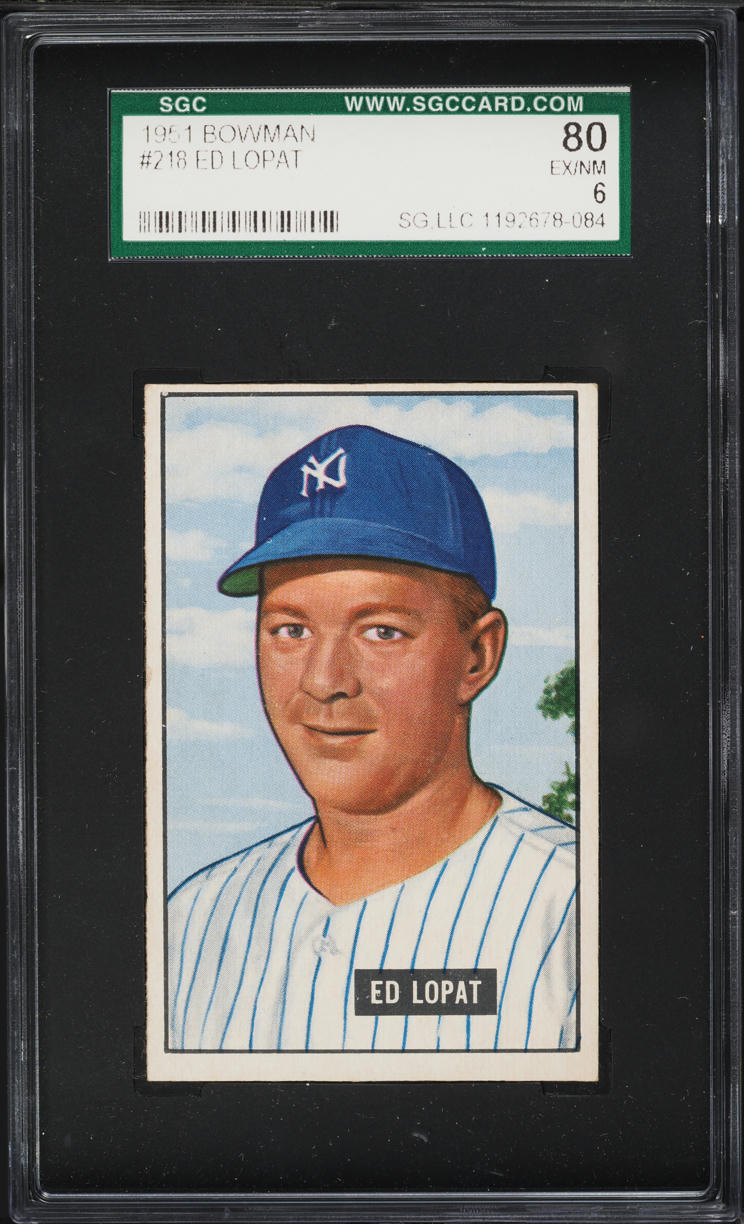 1951 Bowman Ed Lopat #218 SGC 6 EXMT on Fanatics Collect