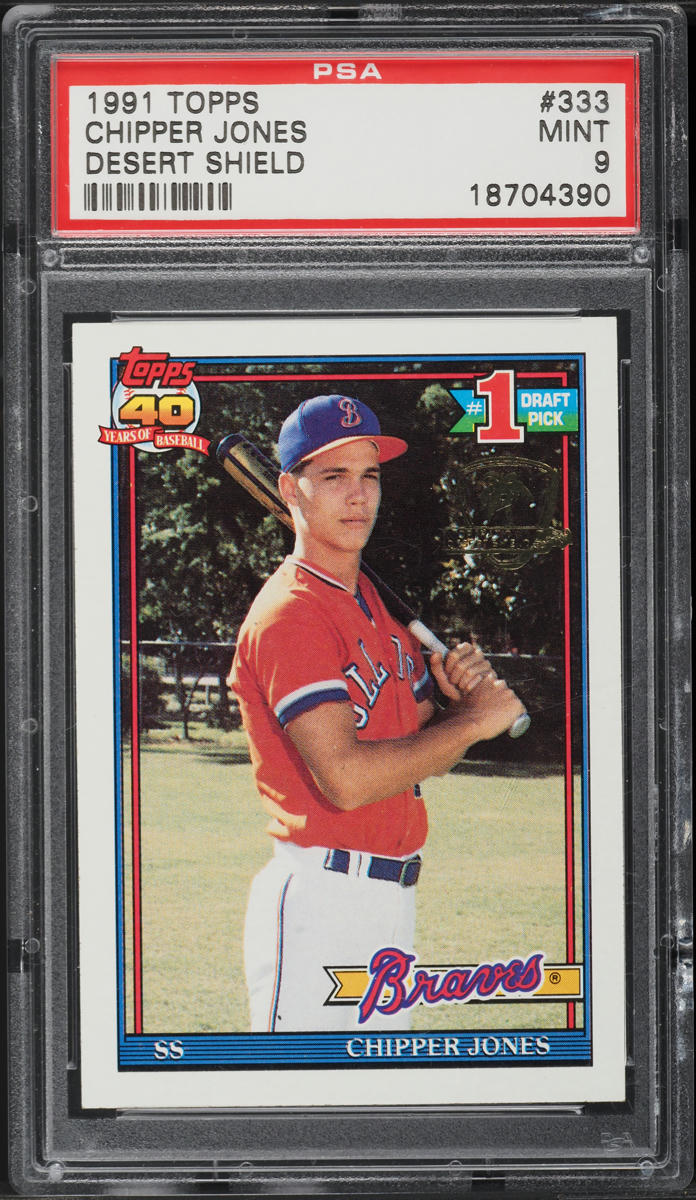 1991 Topps Desert Shield Chipper Jones ROOKIE #333 PSA 9 MINT on ...