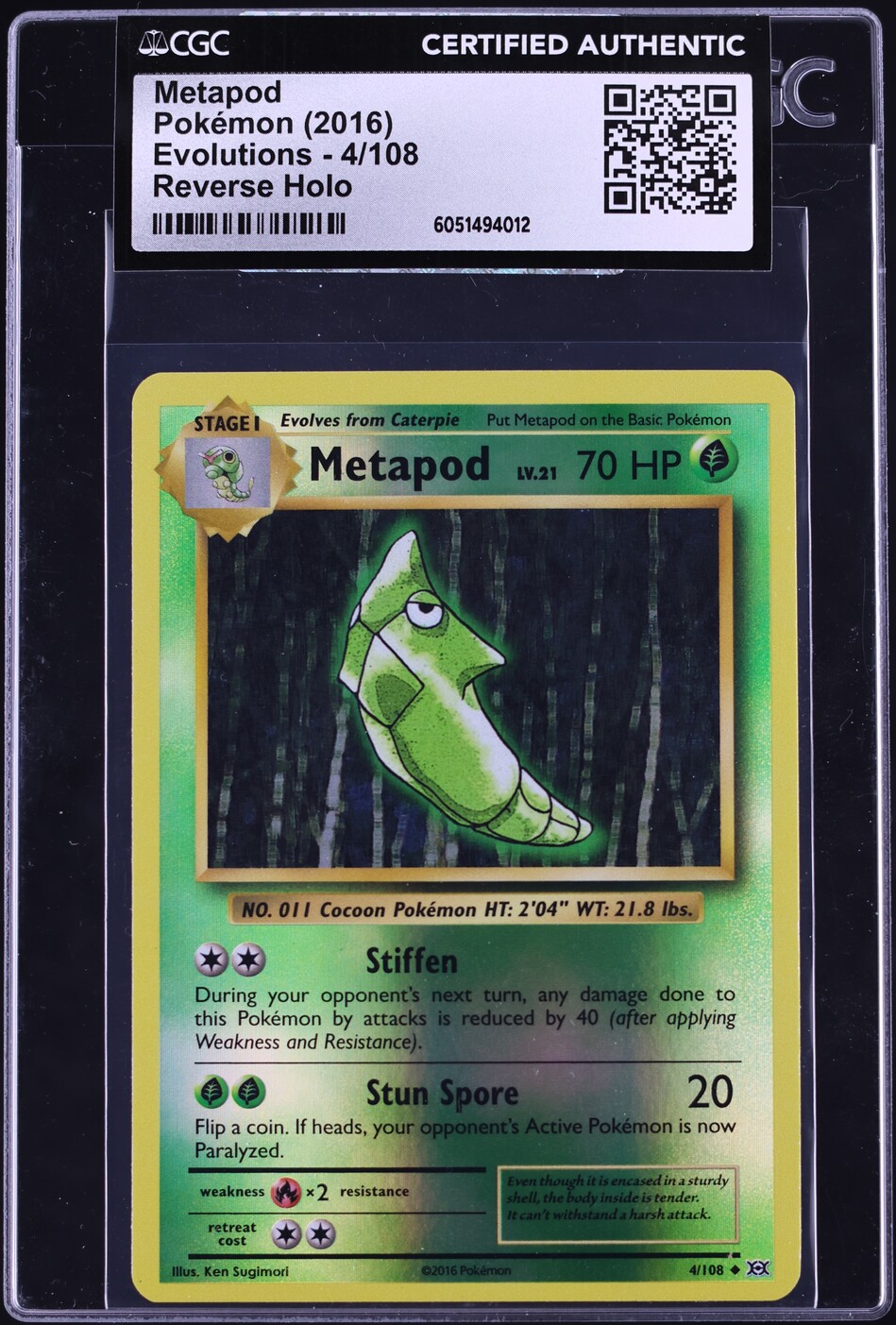 2016 Pokemon XY Evolutions Reverse Holo Metapod #4 CGC AUTH on Fanatics ...