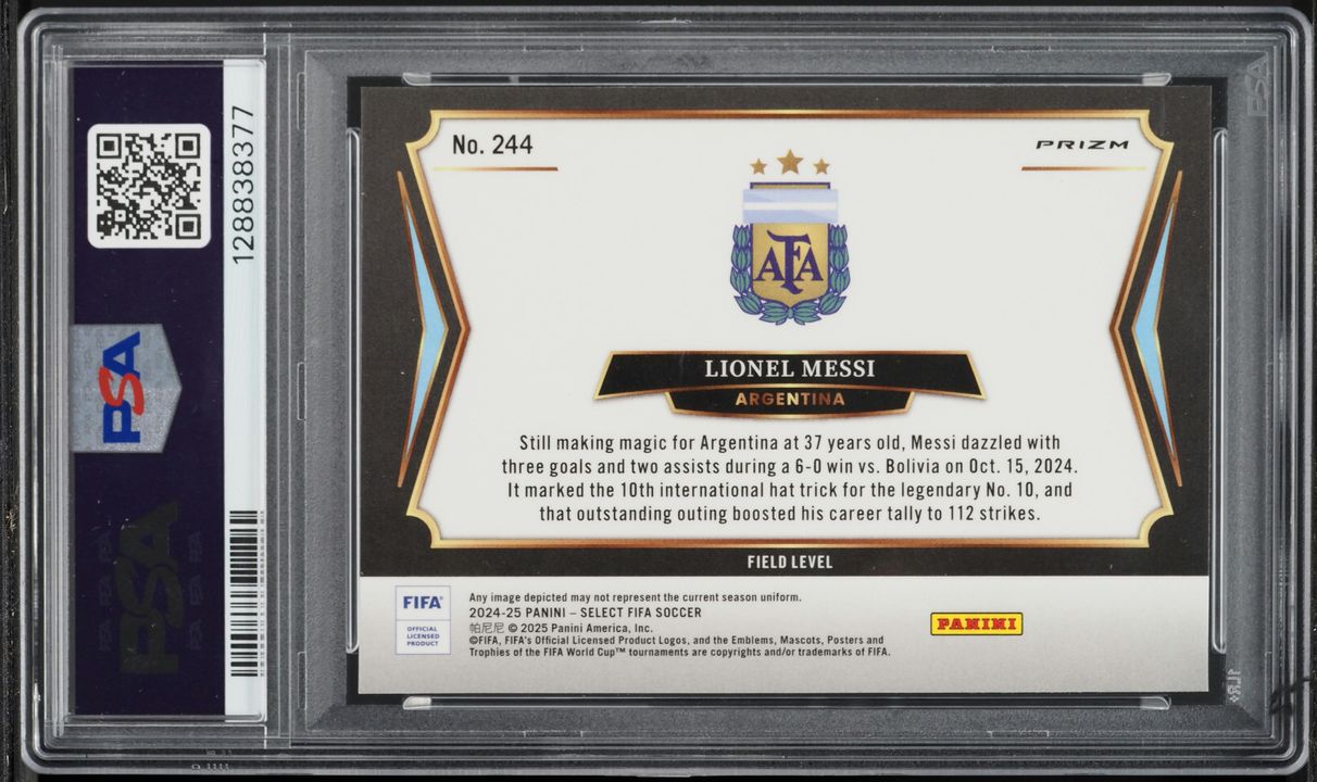 2024 Select Field Level FIFA Zebra Lionel Messi #244 PSA 10 GEM MINT on ...