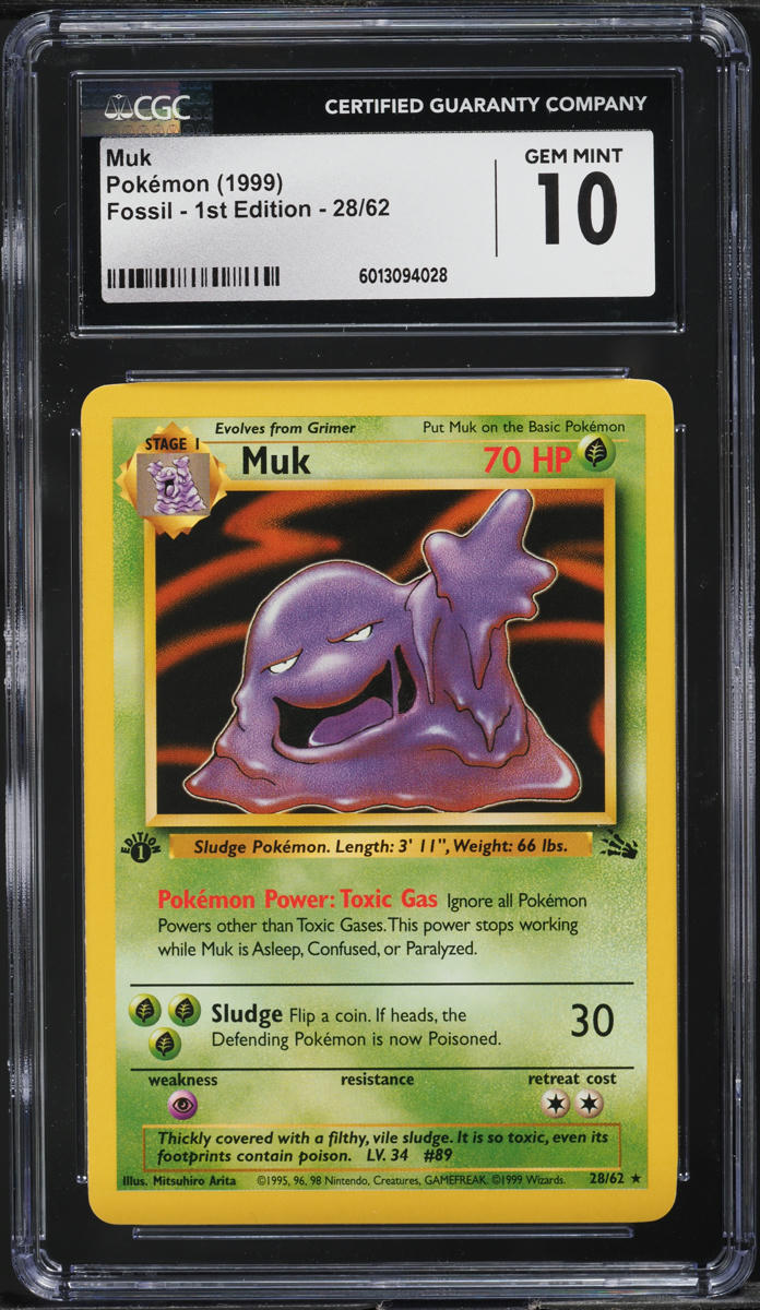 1999 Pokemon Fossil 1st Edition Muk #28 CGC 10 GEM MINT on Fanatics Collect