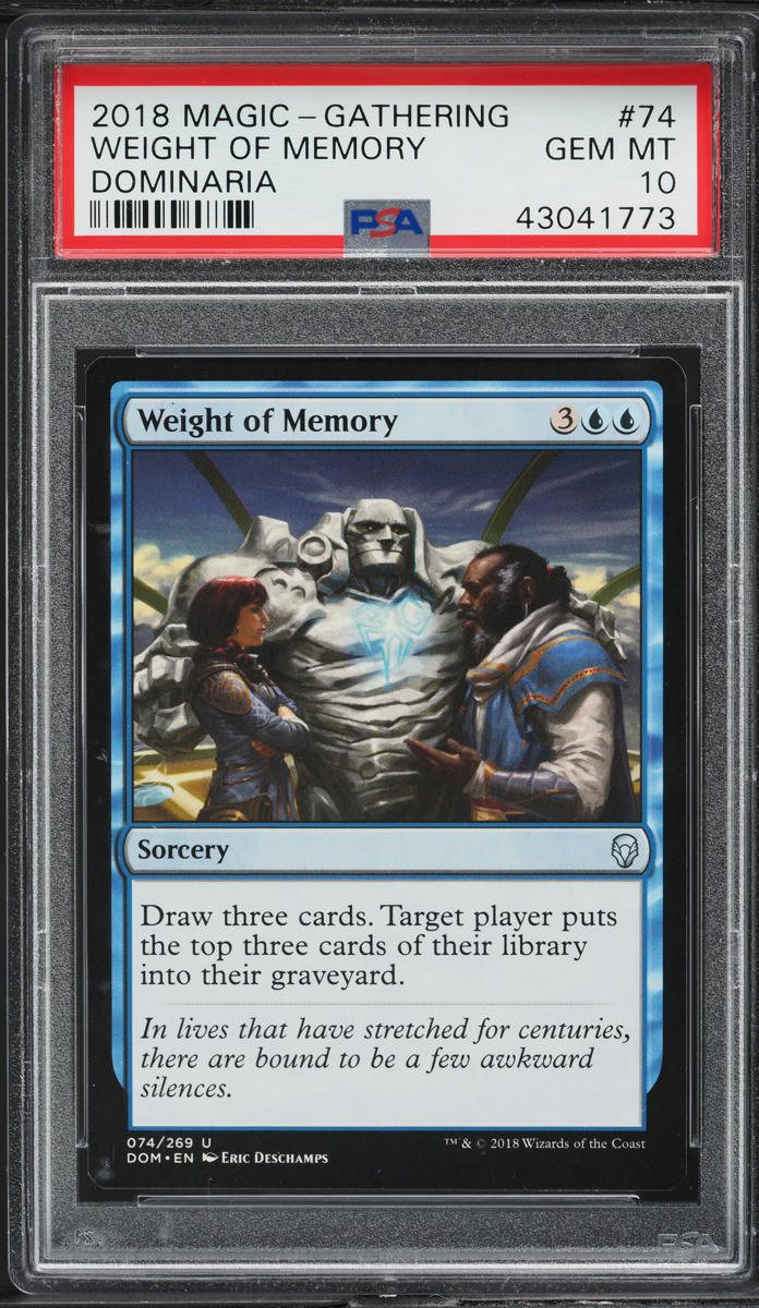 2018 Magic The Gathering MTG Dominaria Weight Of Memory #74 PSA 10 GEM ...