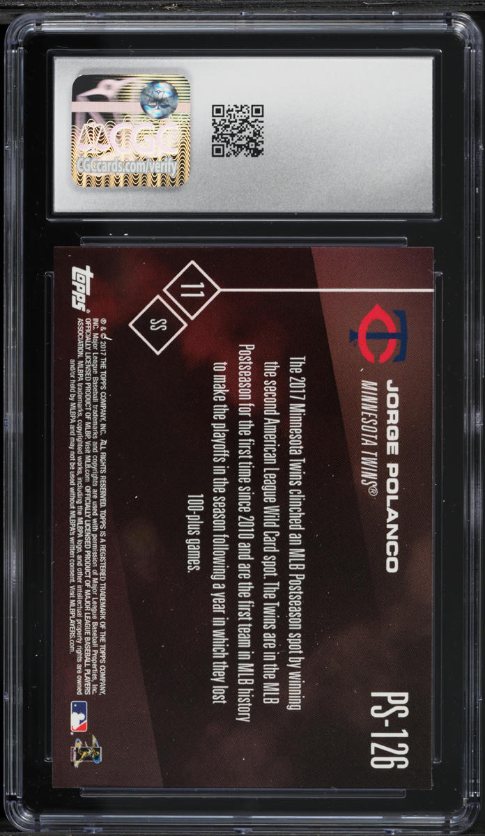 2017 Topps Now Postseason Jorge Polanco #PS-126 CGC 10 GEM MINT on ...