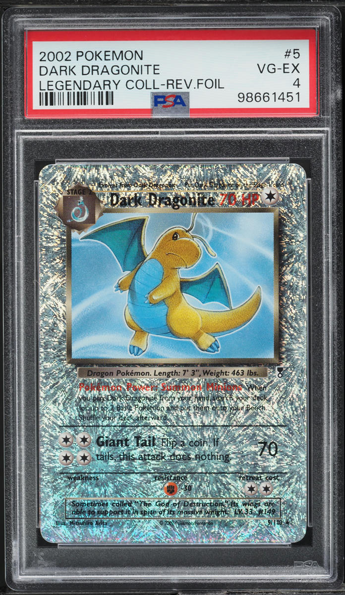 2002 Pokemon Legendary Collection Reverse Holo Dark Dragonite #5 PSA 4 ...
