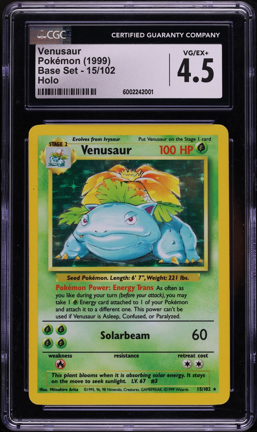 1999 Pokemon Base Set Holo Venusaur #15 CGC 4.5 VGEX+ on Fanatics Collect