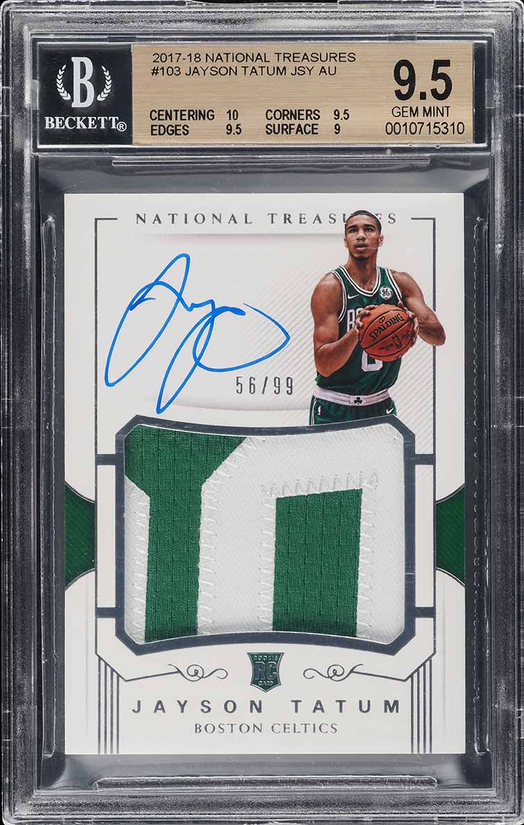 2017 National Treasures Jayson Tatum ROOKIE PATCH AUTO /99 #103 BGS 9.5 ...