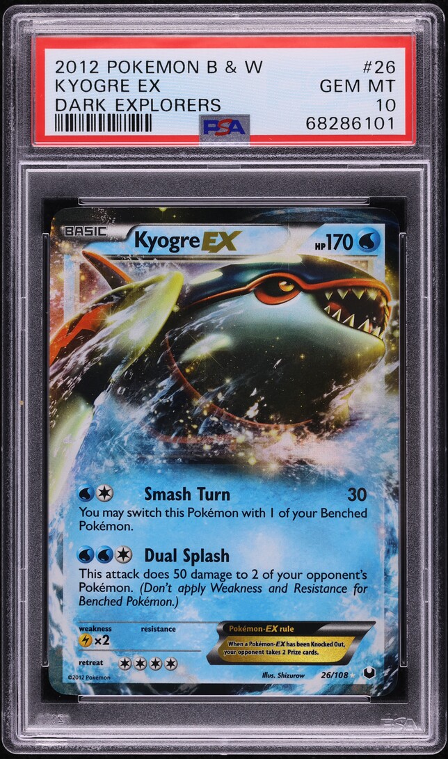 2012 Pokemon Black & White Dark Explorers Kyogre Ex #26 PSA 10 GEM MINT ...