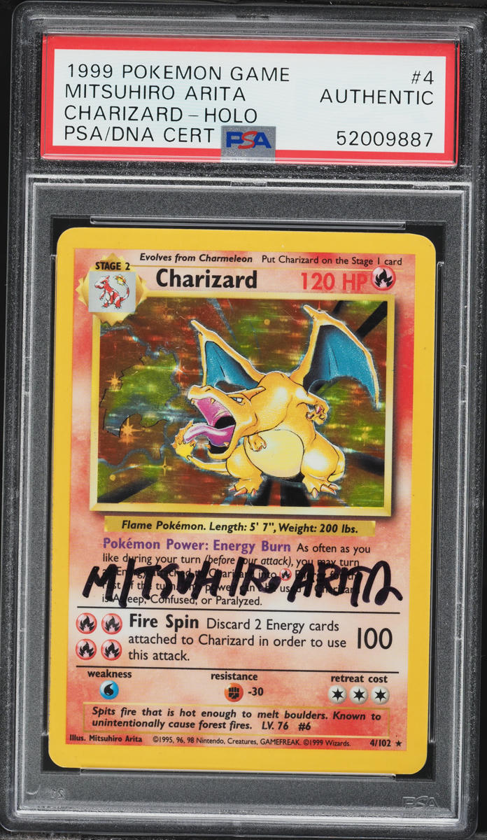 1999 Pokemon Base Set Holo Charizard Mitsuhiro Arita AUTO #4 PSA/DNA ...