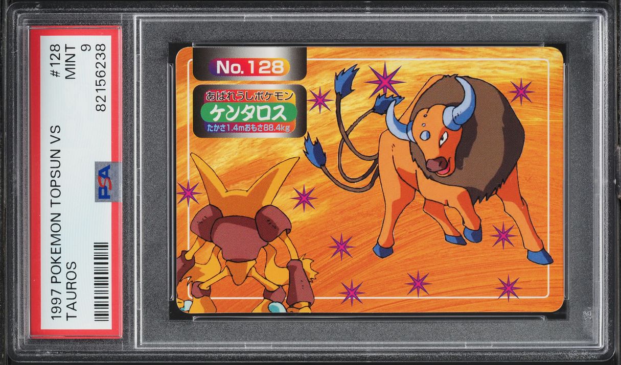 1997 Pokemon Japanese Topsun Alakazam Vs Tauros #128 PSA 9 MINT on ...