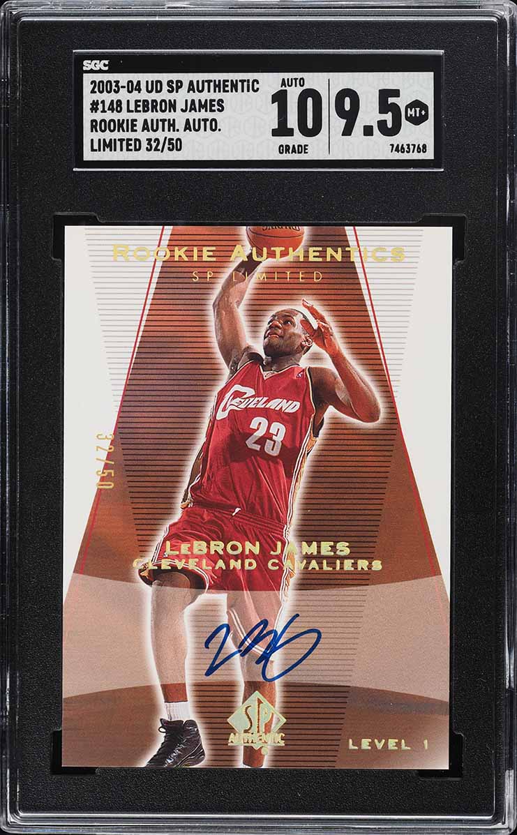 2003 SP Authentic Limited LeBron James ROOKIE AUTO 10 /50 #148 SGC 9.5 ...