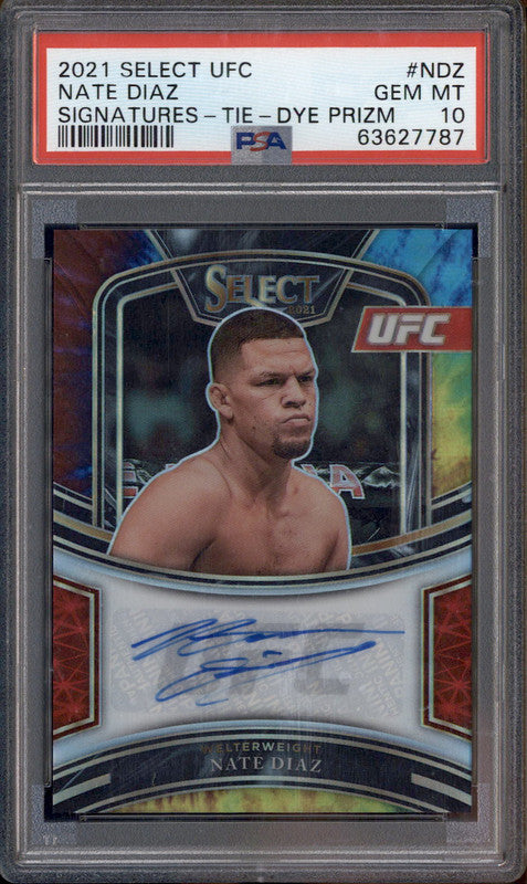 2021 Panini Select UFC Signatures Tie-Dye Prizm #NDZ Nate Diaz Auto /25 ...