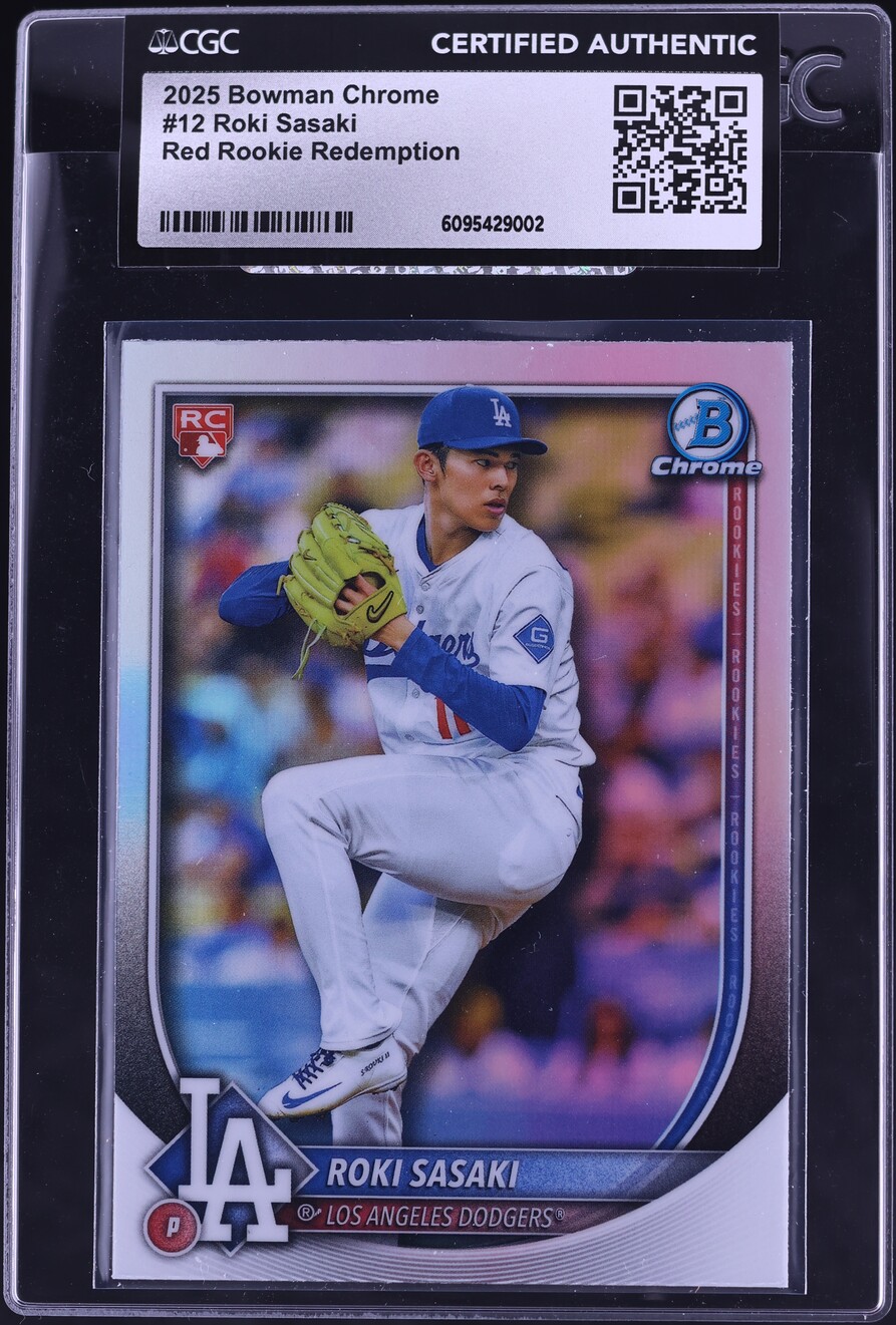 2025 Bowman Chrome Red Redemption Roki Sasaki ROOKIE #12 CGC AUTH on Fanatics Collect