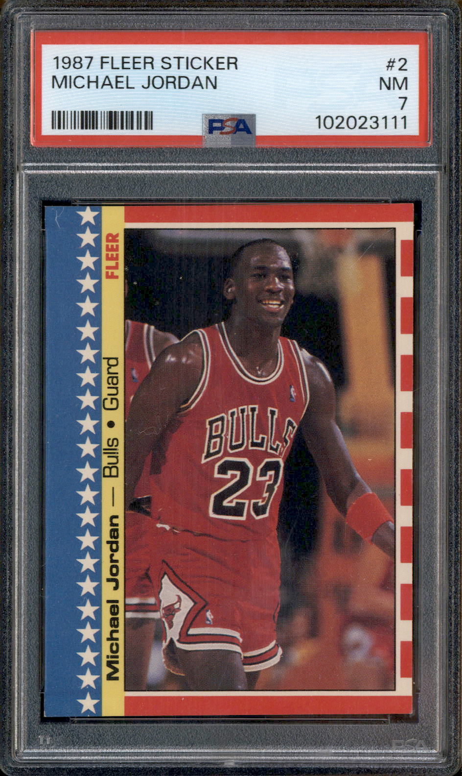 1987 Fleer Sticker #2 Michael Jordan PSA 7 on Fanatics Collect