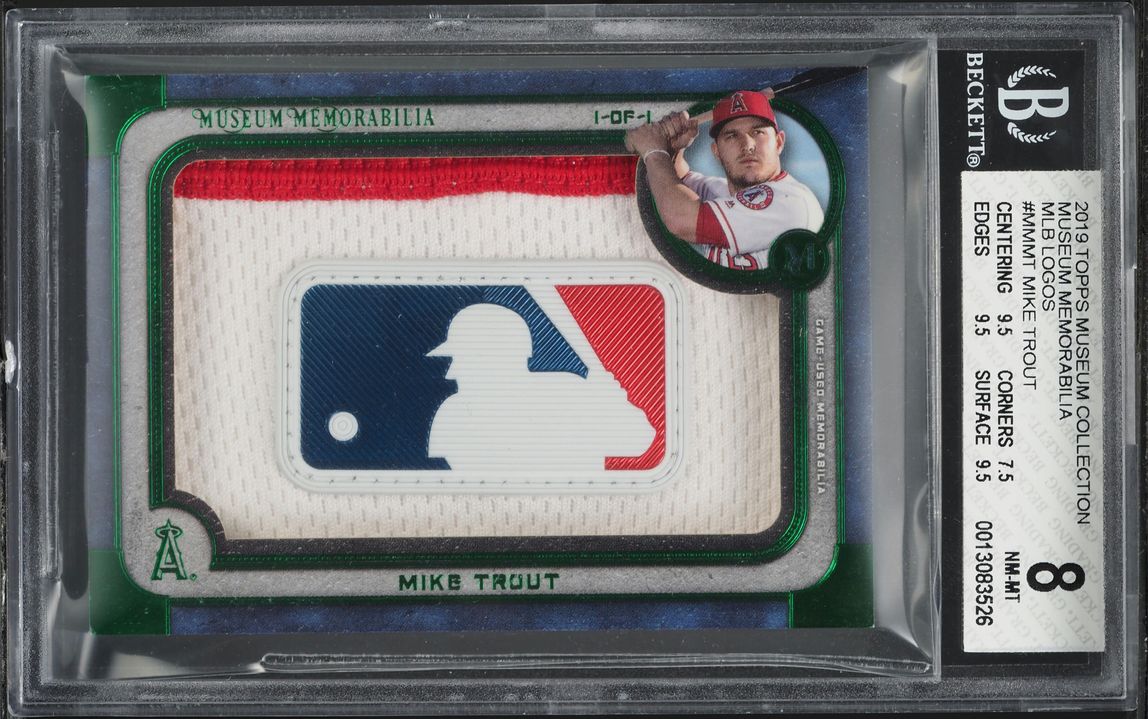 2019 Topps Museum Collection MLB Logos Mike Trout PATCH 1/1 #MM-MT BGS ...