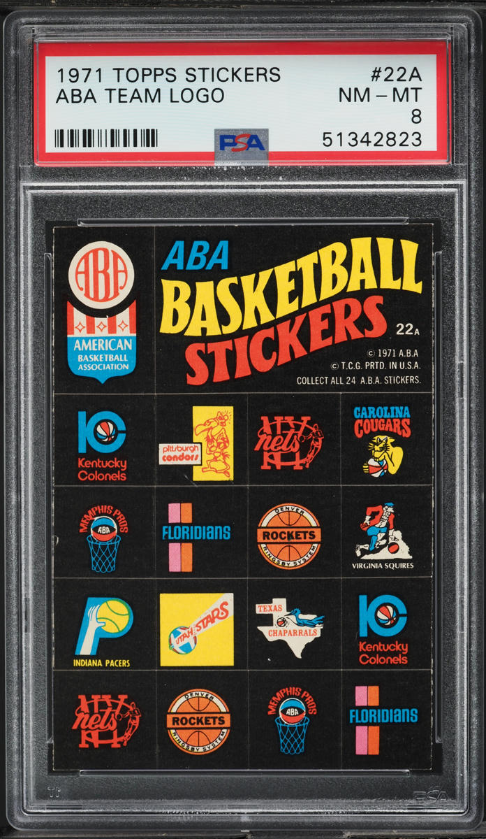 1971 Topps Stickers ABA Team Logo #22A PSA 8 NM-MT on Fanatics Collect