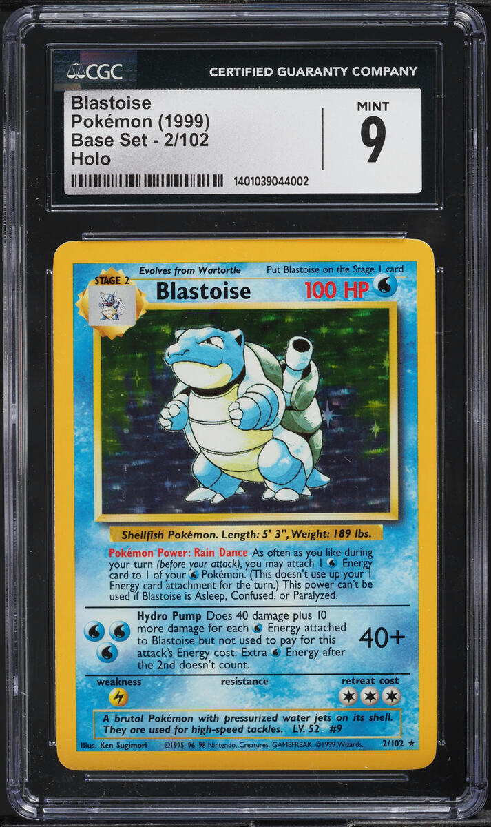 1999 Pokemon Base Set Holo Blastoise #2 CGC 9 MINT on Fanatics Collect