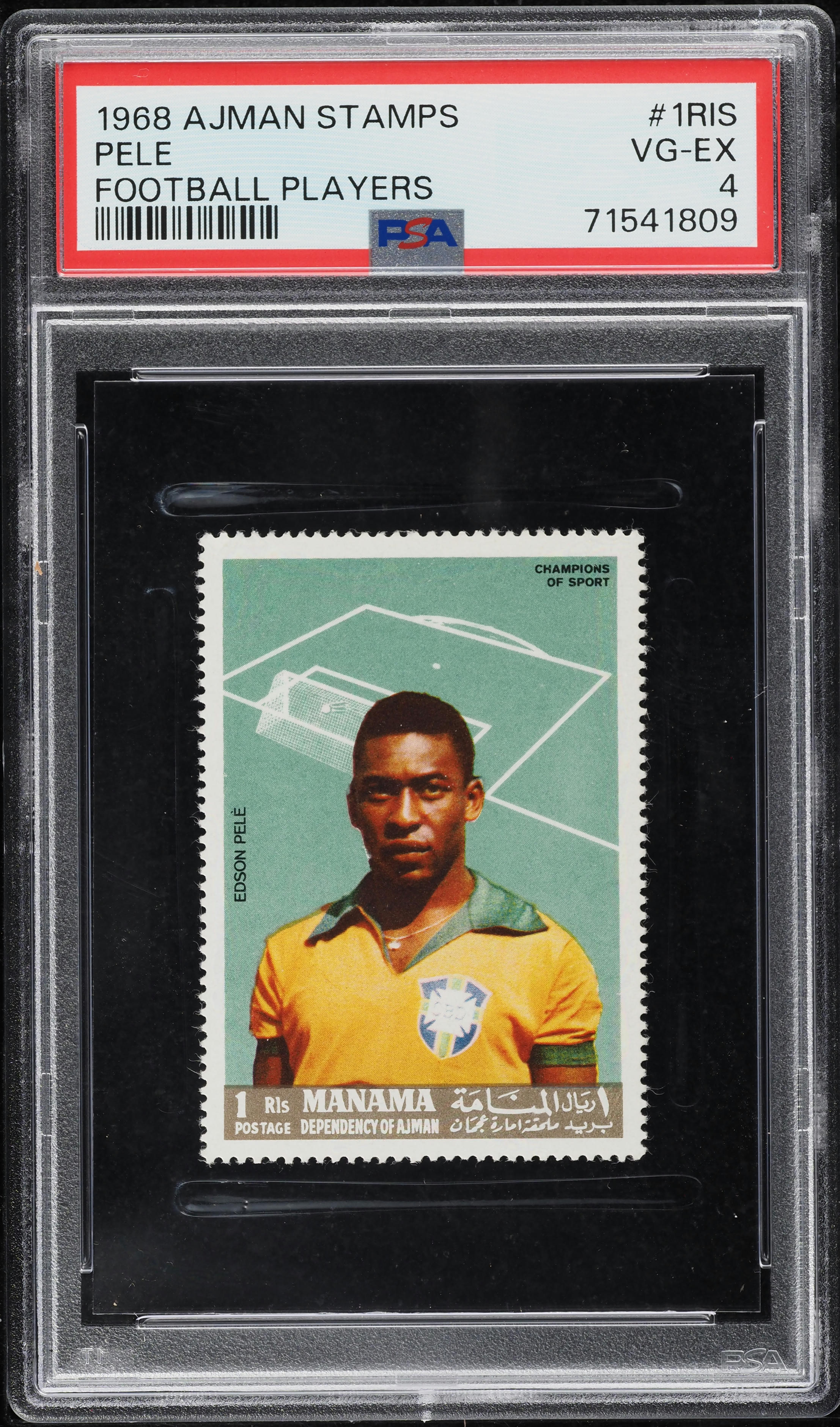 1968 Ajman Stamps Football Players Pele #1RIS PSA 4 VGEX on Fanatics ...
