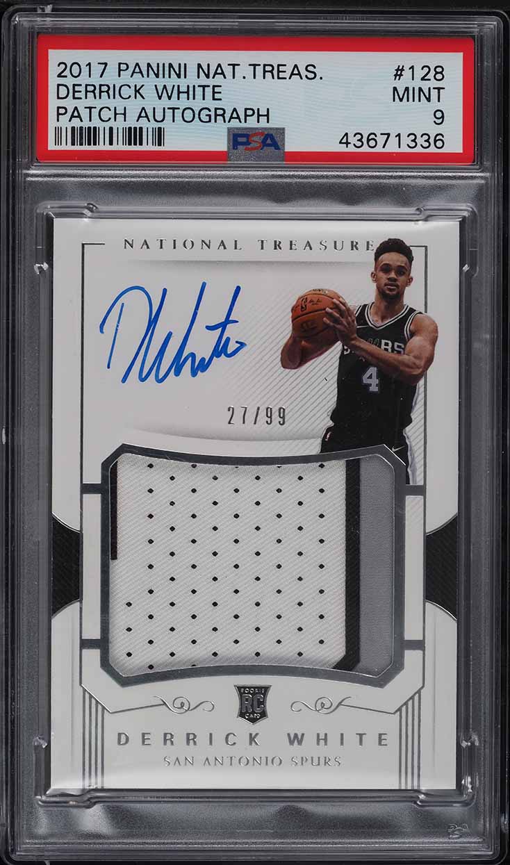 2017 National Treasures Derrick White ROOKIE PATCH AUTO /99 #128 PSA 9 ...