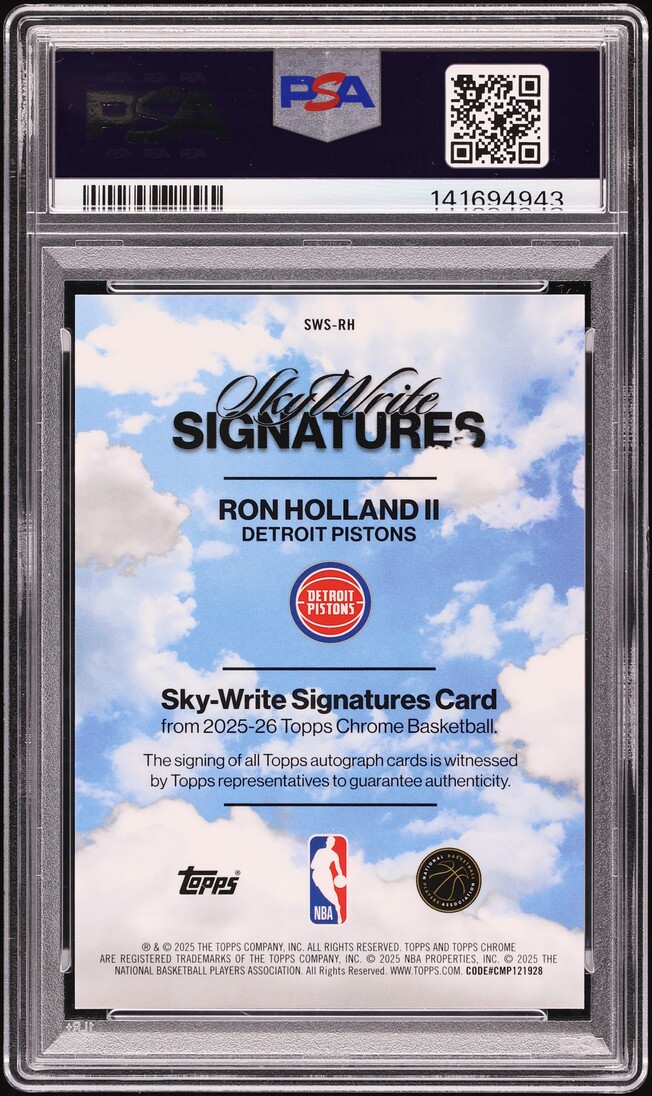 2025 Topps Chrome Sky Write Signatures Ron Holland II AUTO #SWS-RH PSA ...