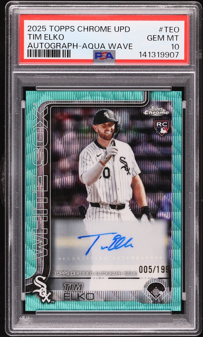 2025 Topps Chrome Update Aqua Wave Tim Elko ROOKIE AUTO /199 #TEO PSA ...