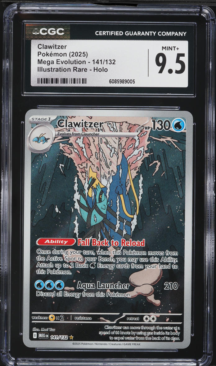 2025 Pokemon Mega Evolution IR Clawitzer #141 CGC 9.5 MINT+ on Fanatics ...