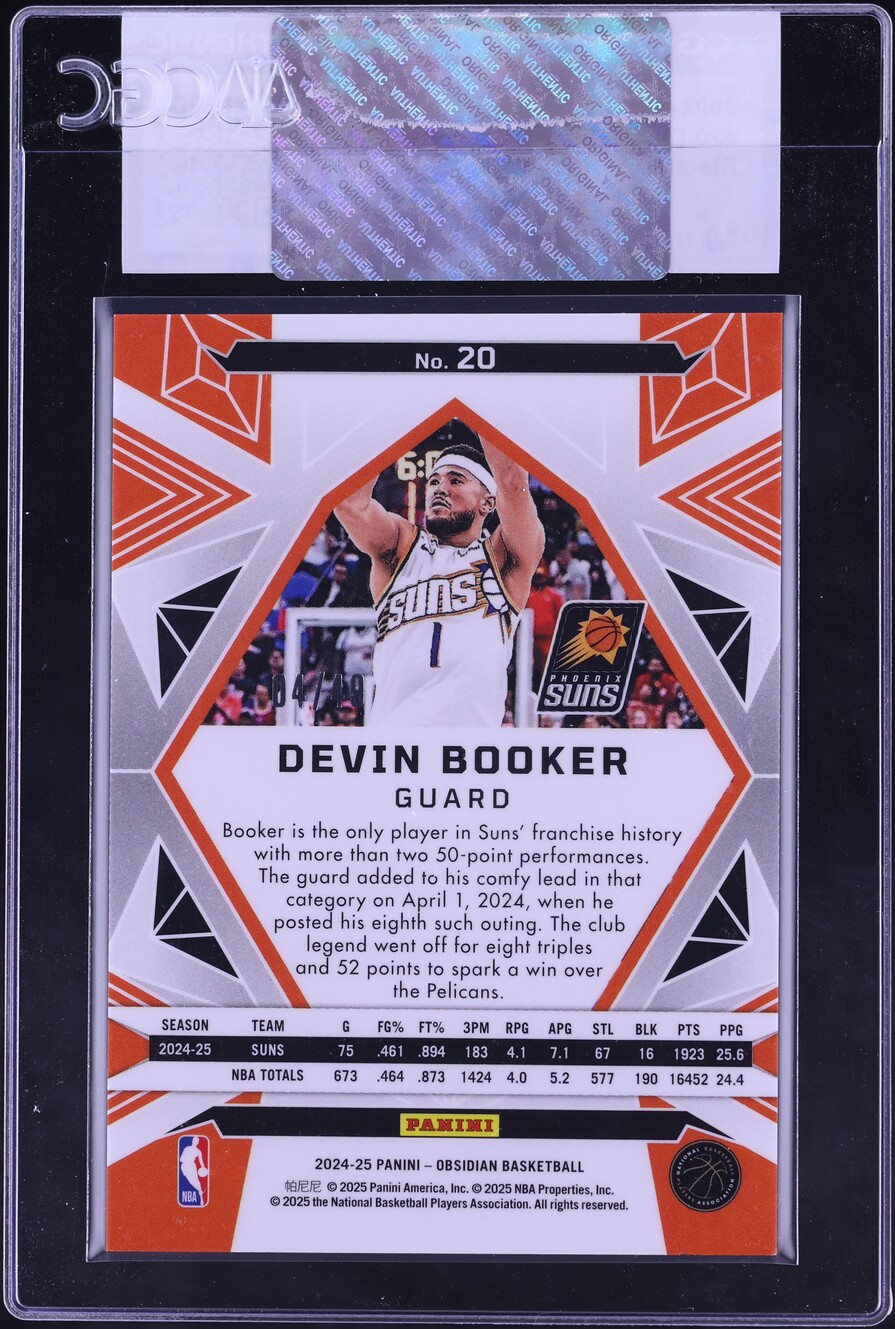 2024 Panini Obsidian Electric Etch Fire & Ice Devin Booker /49 #20 CGC ...