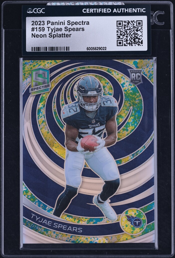 2023 Panini Spectra Neon Splatter Tyjae Spears ROOKIE 1/8 #159 CGC AUTH ...