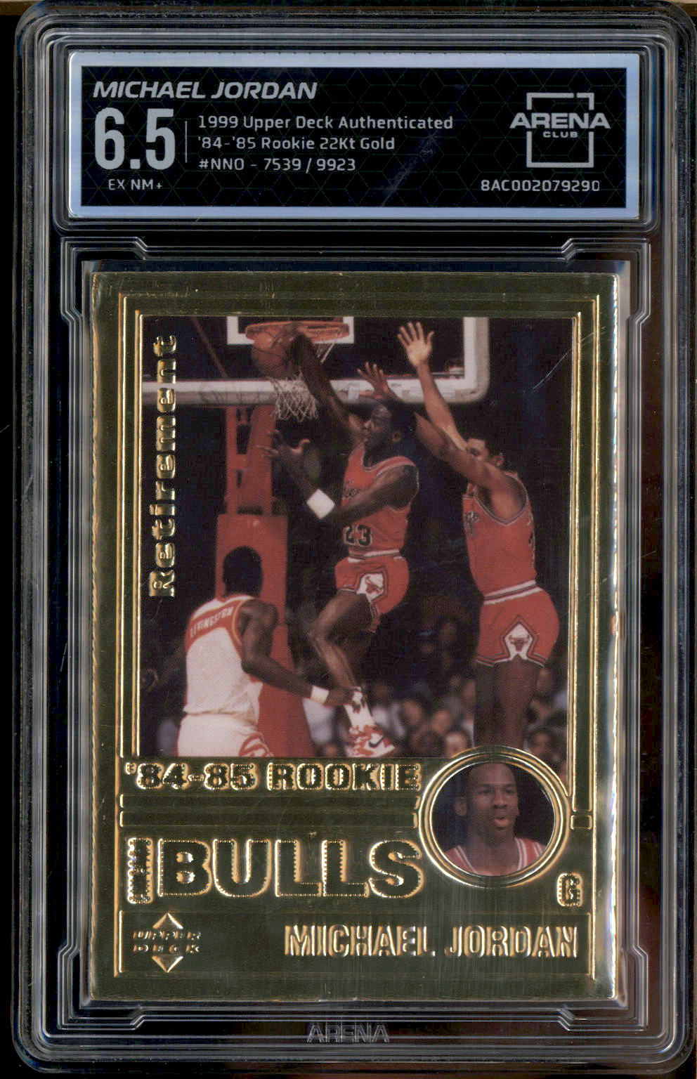 1999 Upper Deck Authenticated '84-85 Rookie 22KT Gold Michael Jordan Arena 6.5 on Fanatics Collect